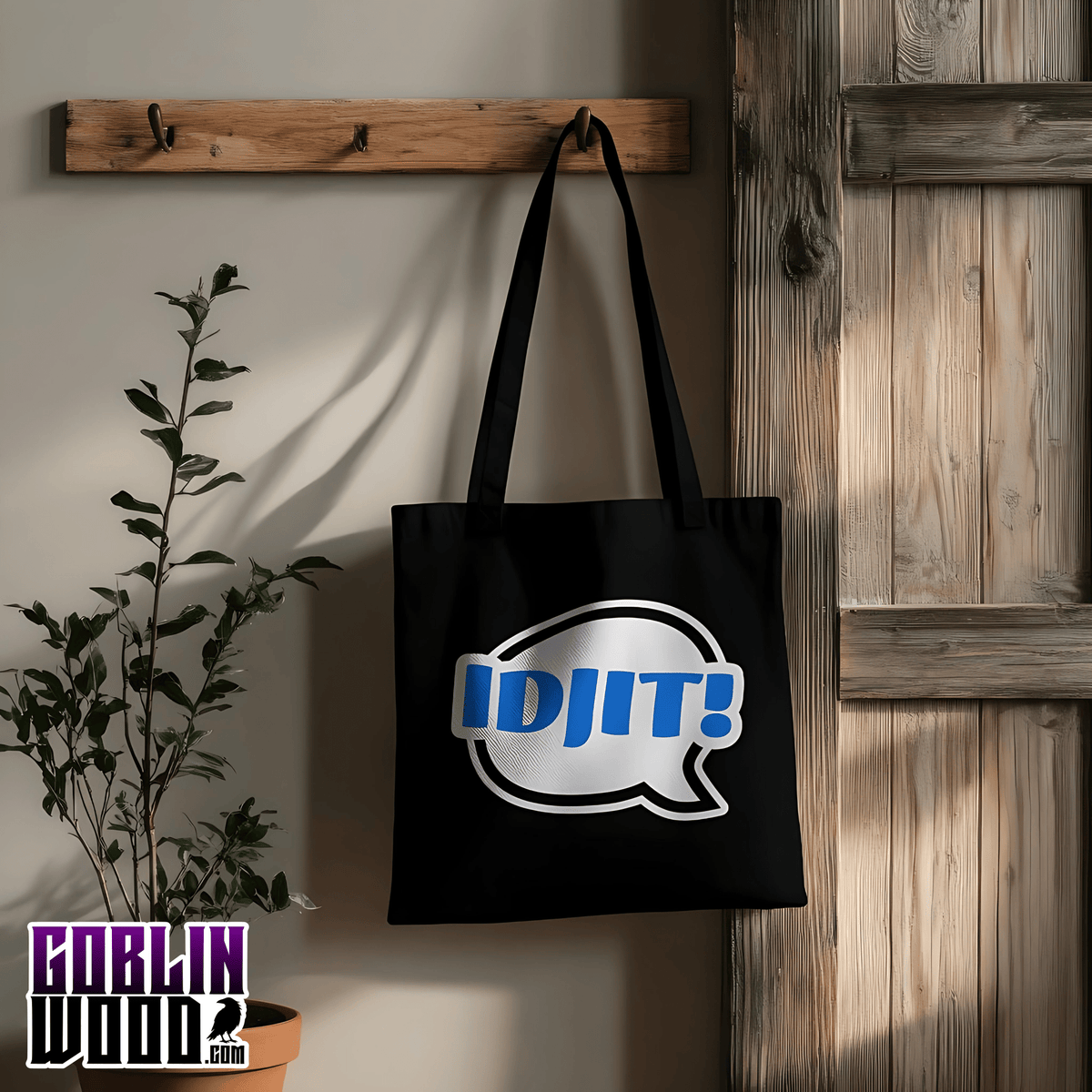 Idjit! - Black Speech Bubble Tote Bag - Supernatural Inspired - Goblin ...