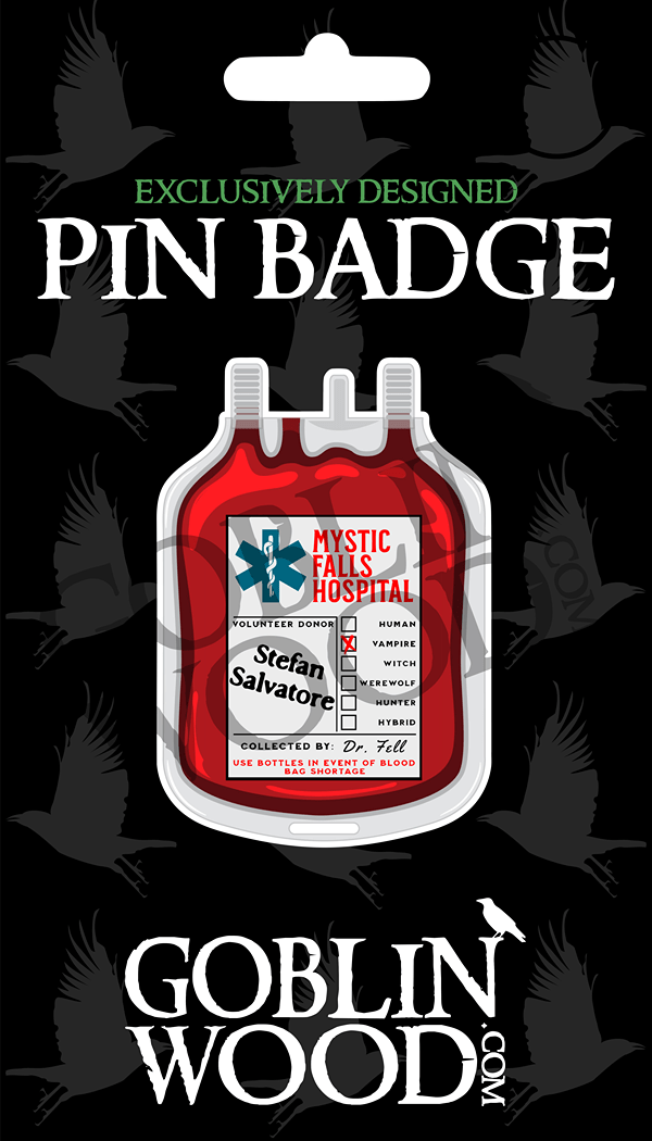 Stefan Blood Bag Acrylic Pin Badge - TVD Inspired | Goblin Wood ...
